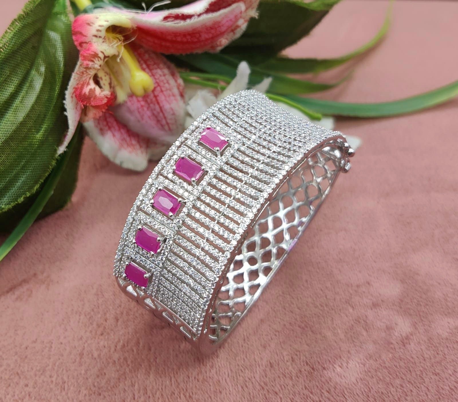 Diamond Bangles With Ruby