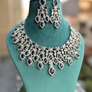 TRISHA Premium Quality Green Faux Diamond Look Alike Necklace and ...
