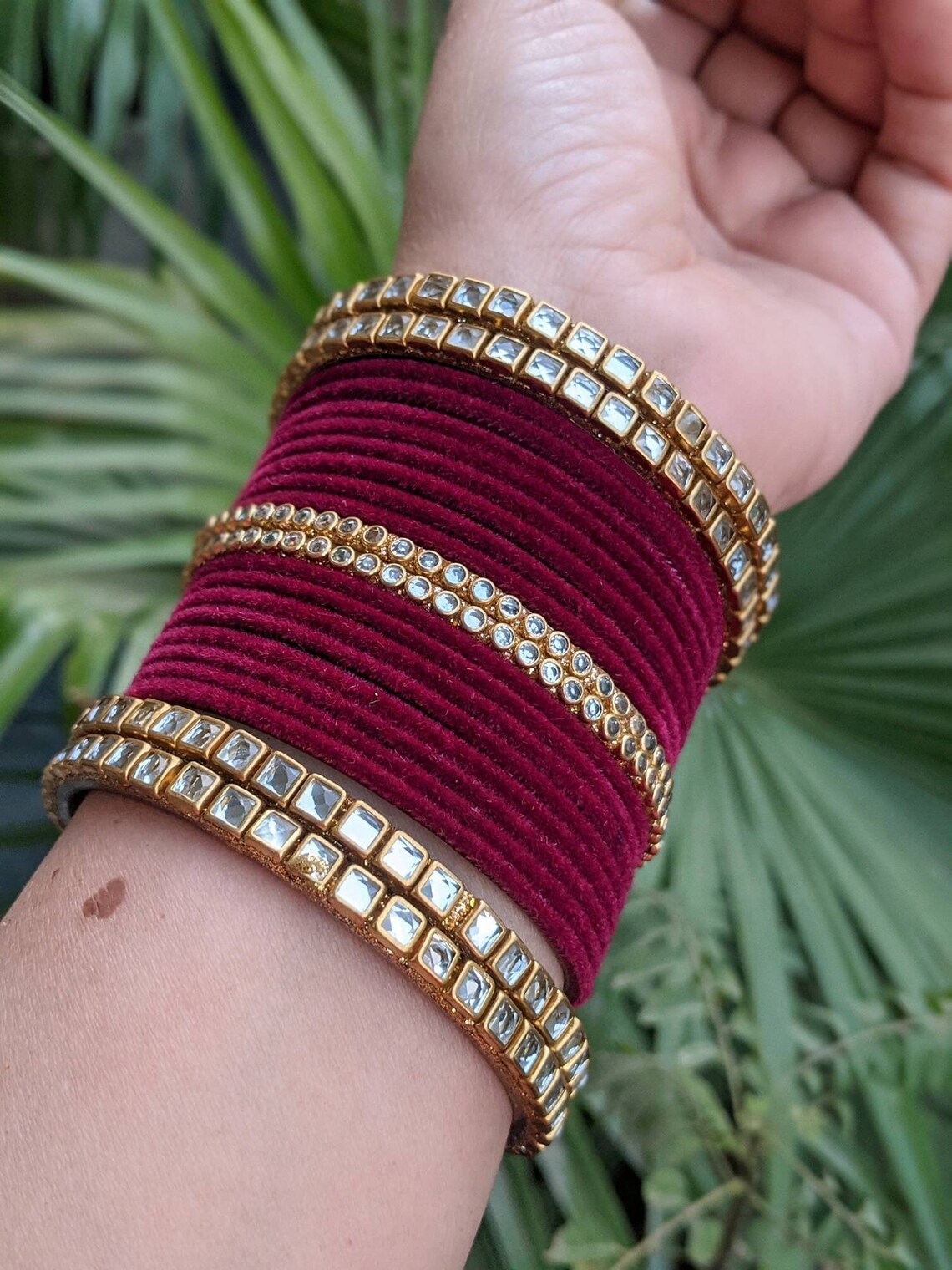 Indian Jewelery Banglesvelvet and Stone Bangles Ethnic - Etsy