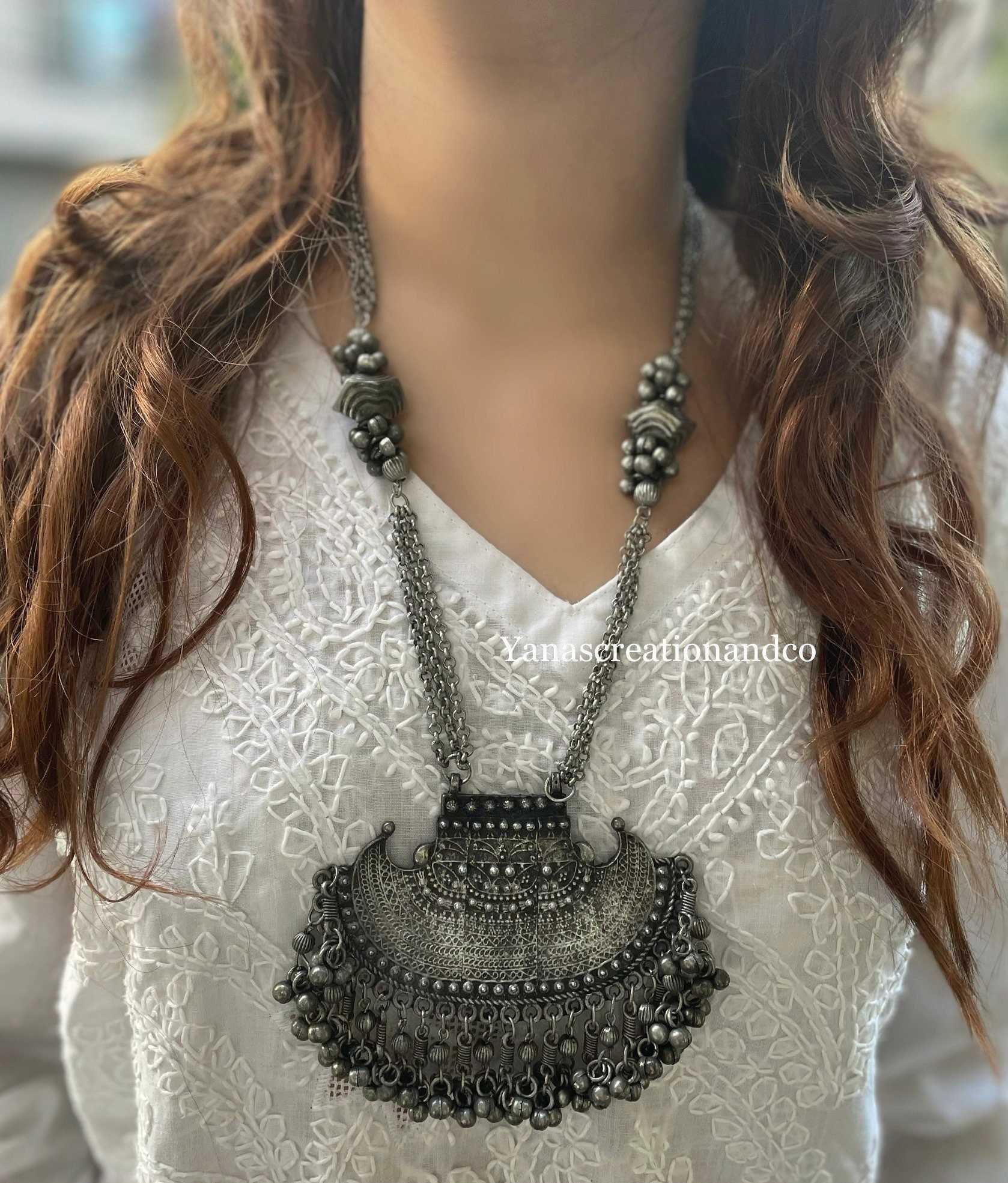 Gioielli indiani fatti a mano smalto nero argento tedesco collana tradizionale etnica gioielli tribali boho Etsy Italia