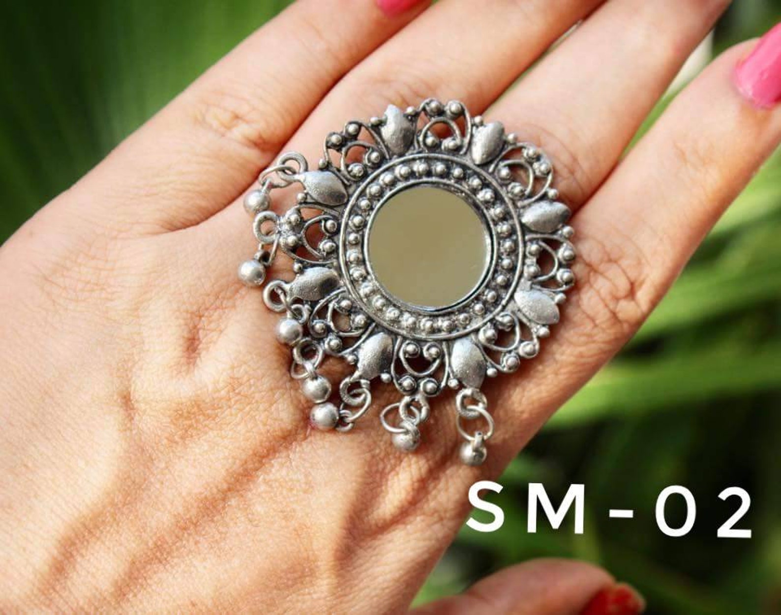 Mirror Rings German Silver Indian Jewelery Adjustable Boho - Etsy