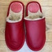 Red Slippers, Men Slippers, Leather Slippers, Merino Wool Slippers ...