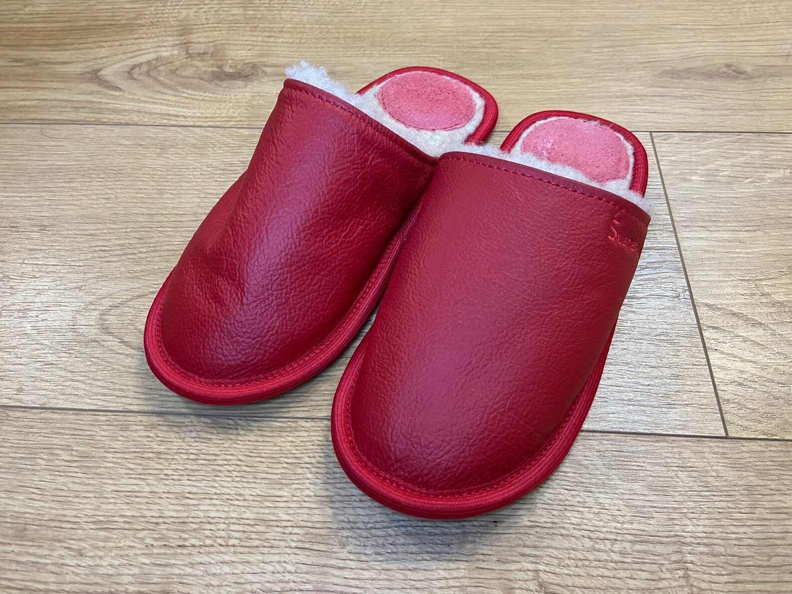 Women Slippers Red Slippers Leather Slippers Wool Slippers - Etsy