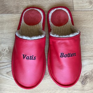 Personalized Red Leather Slippers for Women - Etsy
