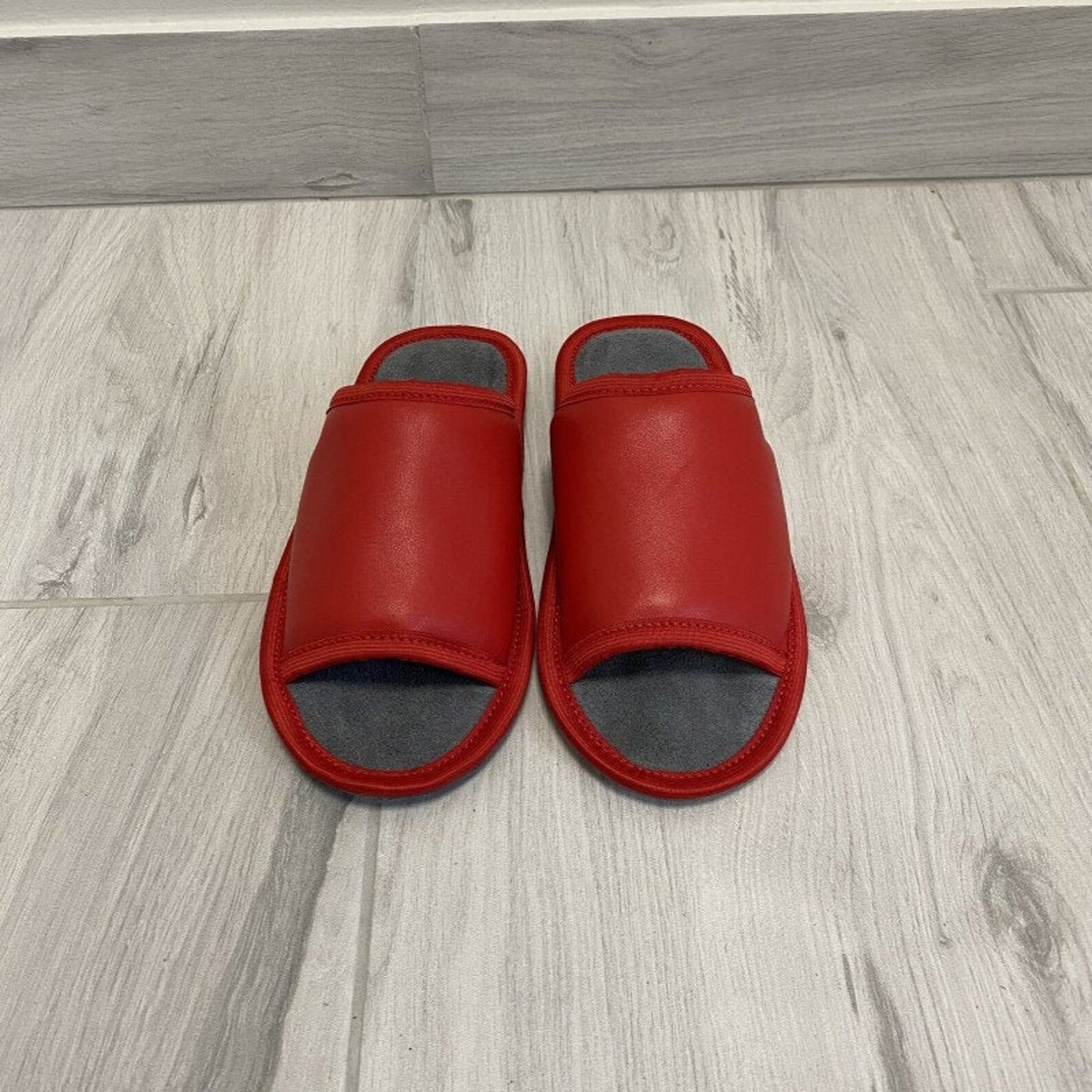Women Slippers, Red Slippers, Open Toe Slippers, Leather Slippers, Cosy ...
