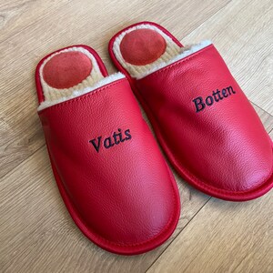 Personalized Red Leather Slippers for Women - Etsy