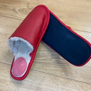 Women Slippers, Red Slippers, Leather Slippers, Wool Slippers, Warm ...