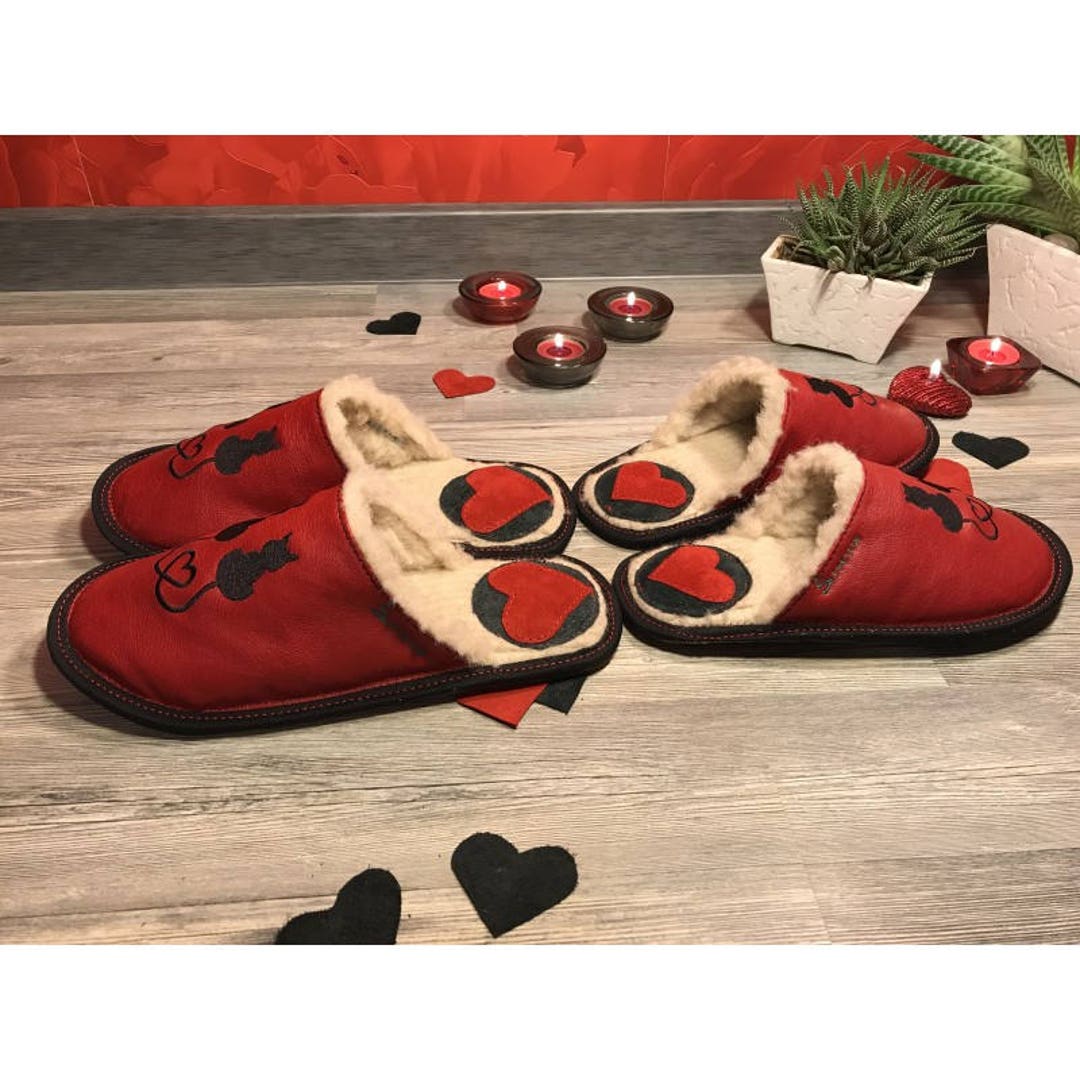 Valentines Slipper Set, Valentines Gift for Him and Her, Slippers With ...