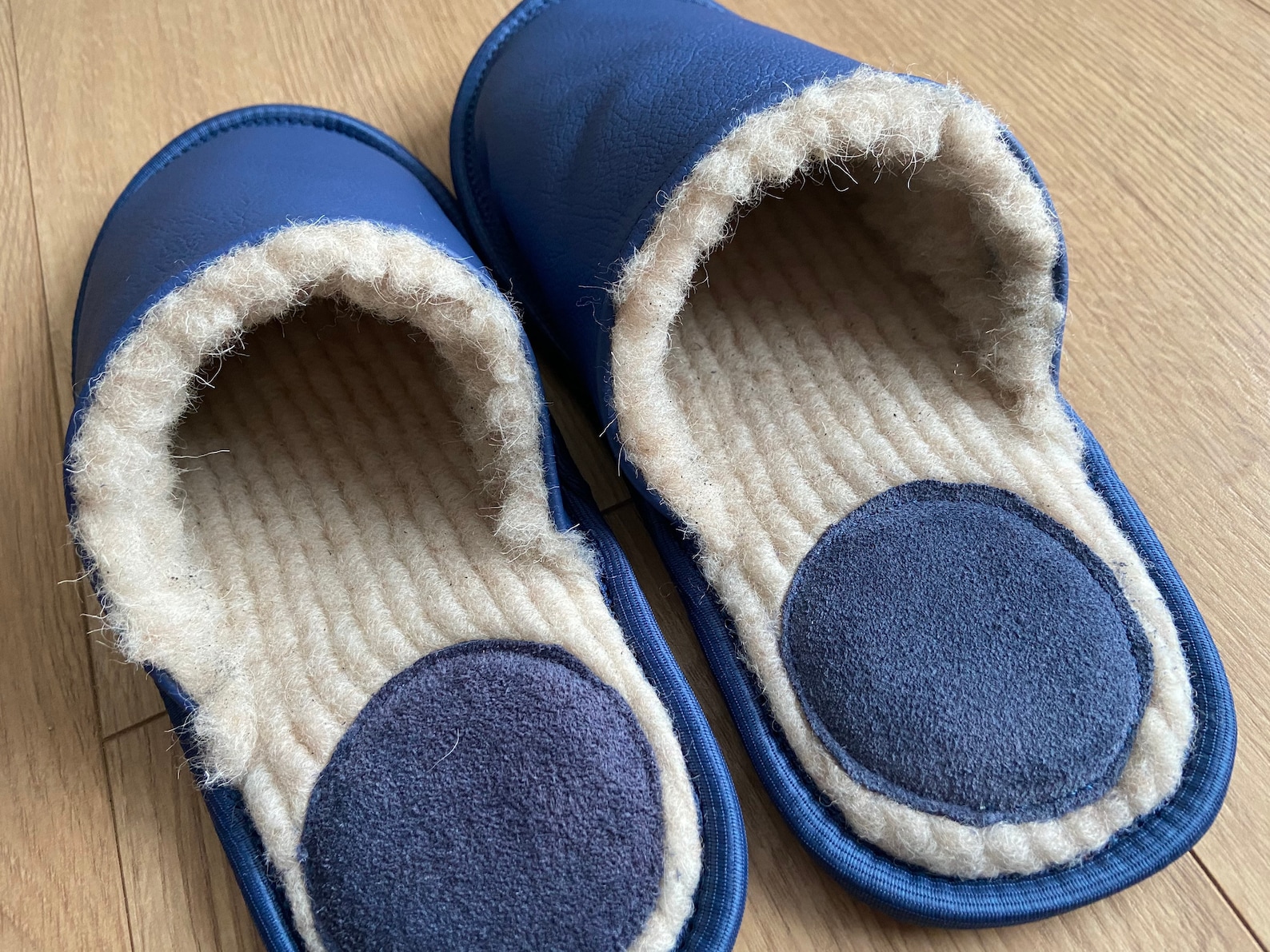 Handmade Royal Blue Leather Slippers: Warm Wool Women's Slippers - Etsy