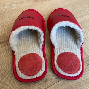 Personalized Red Leather Slippers for Women - Etsy
