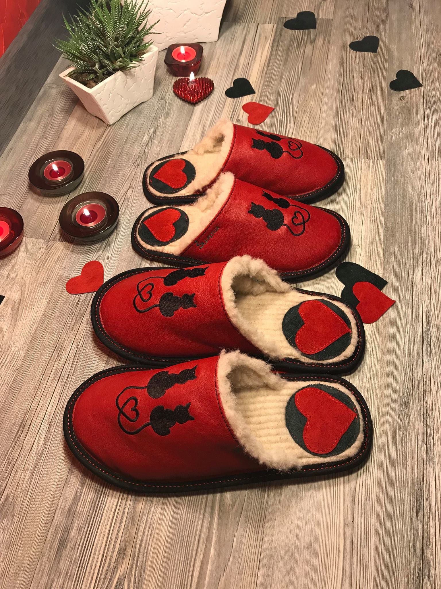 Valentines Slipper Set, Valentines Gift for Him and Her, Slippers With ...