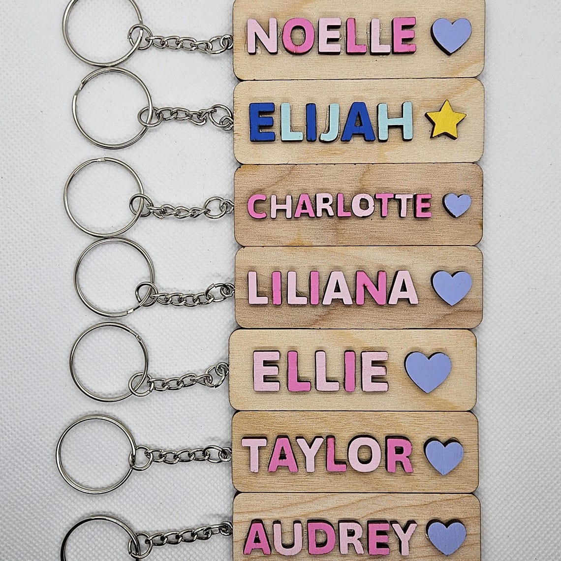 Personalized Custom Wooden Name Keychain Gift for Kids, Stocking ...