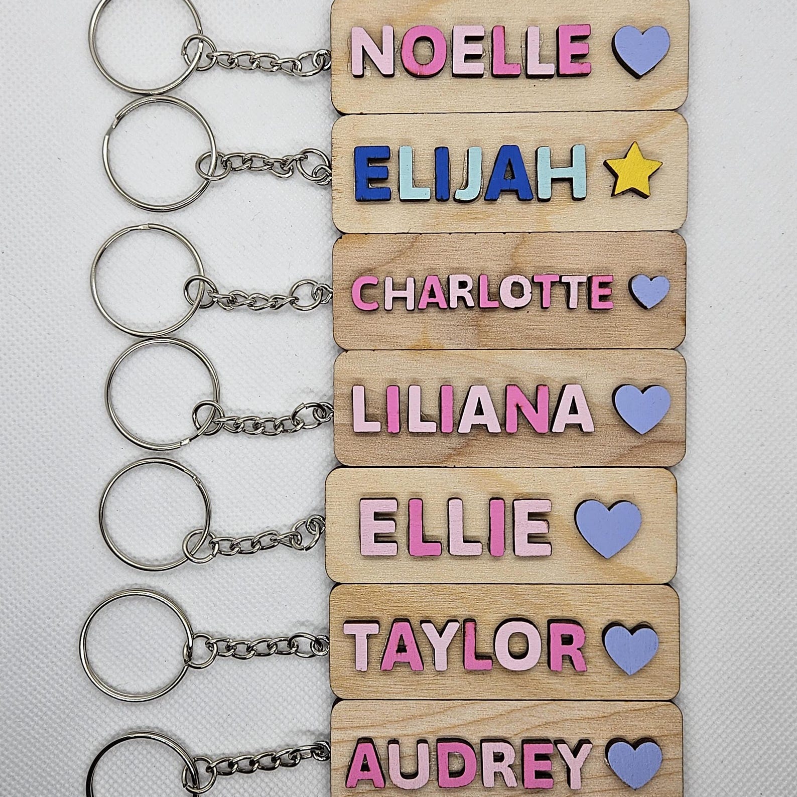 Personalized Custom Wooden Name Keychain Gift for Kids, Stocking ...