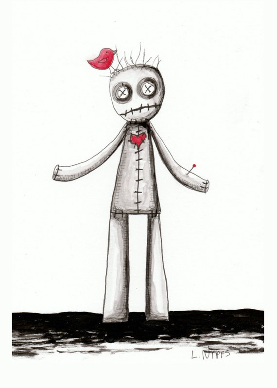 Bad Hair Day Voodoo Boy Pen and Ink Art Print | Etsy