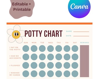 Rainbow Potty Training Chart | Tracker | Customizable Canva Template - Etsy
