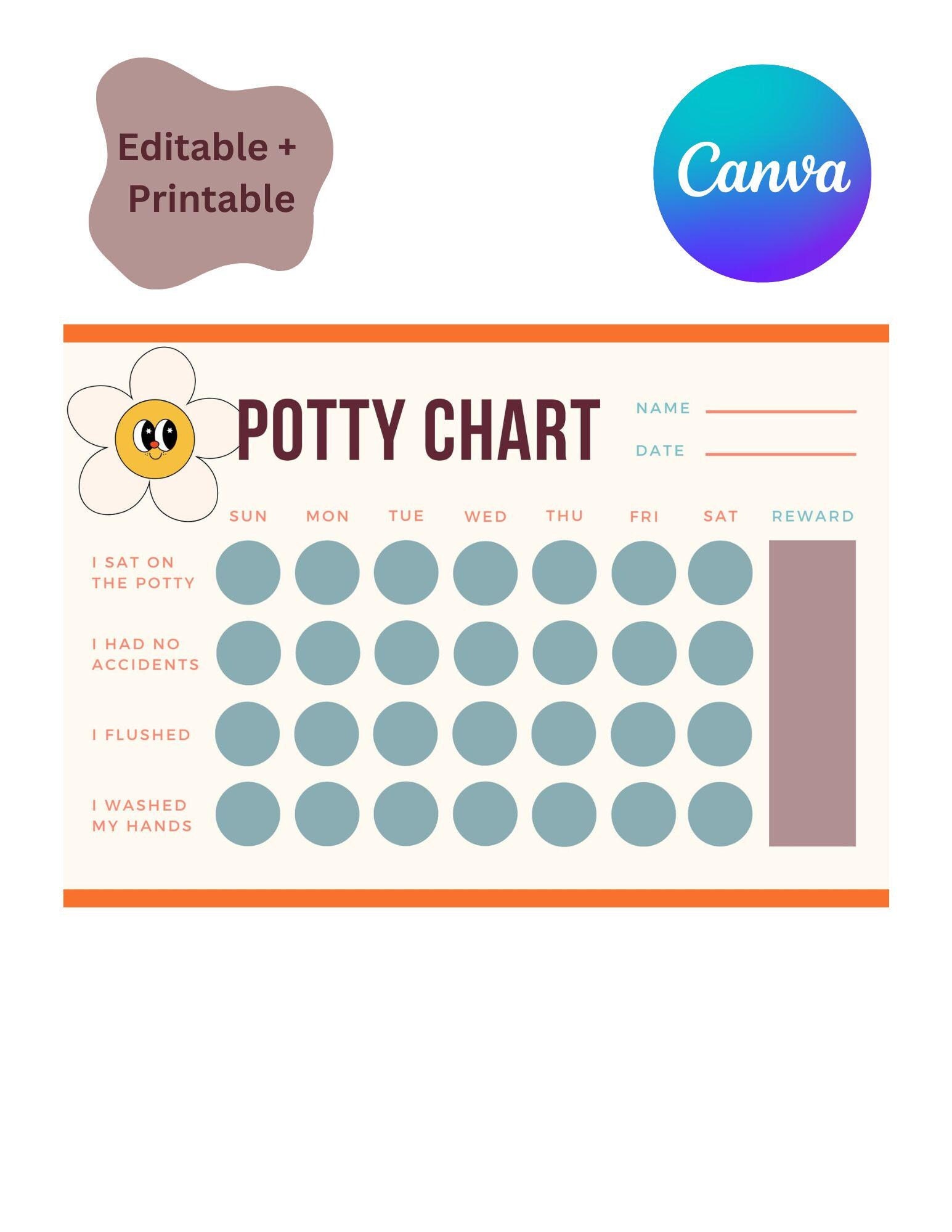 Groovy Potty Training Chart | Tracker | Customizable Canva Template - Etsy