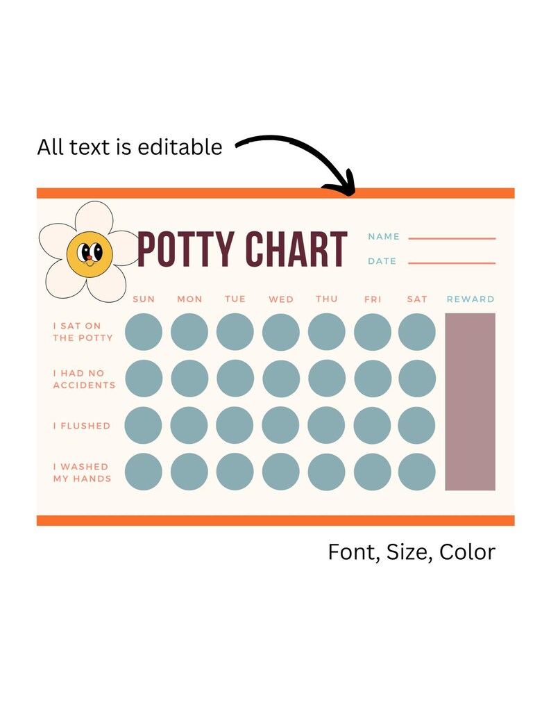 Groovy Potty Training Chart | Tracker | Customizable Canva Template - Etsy