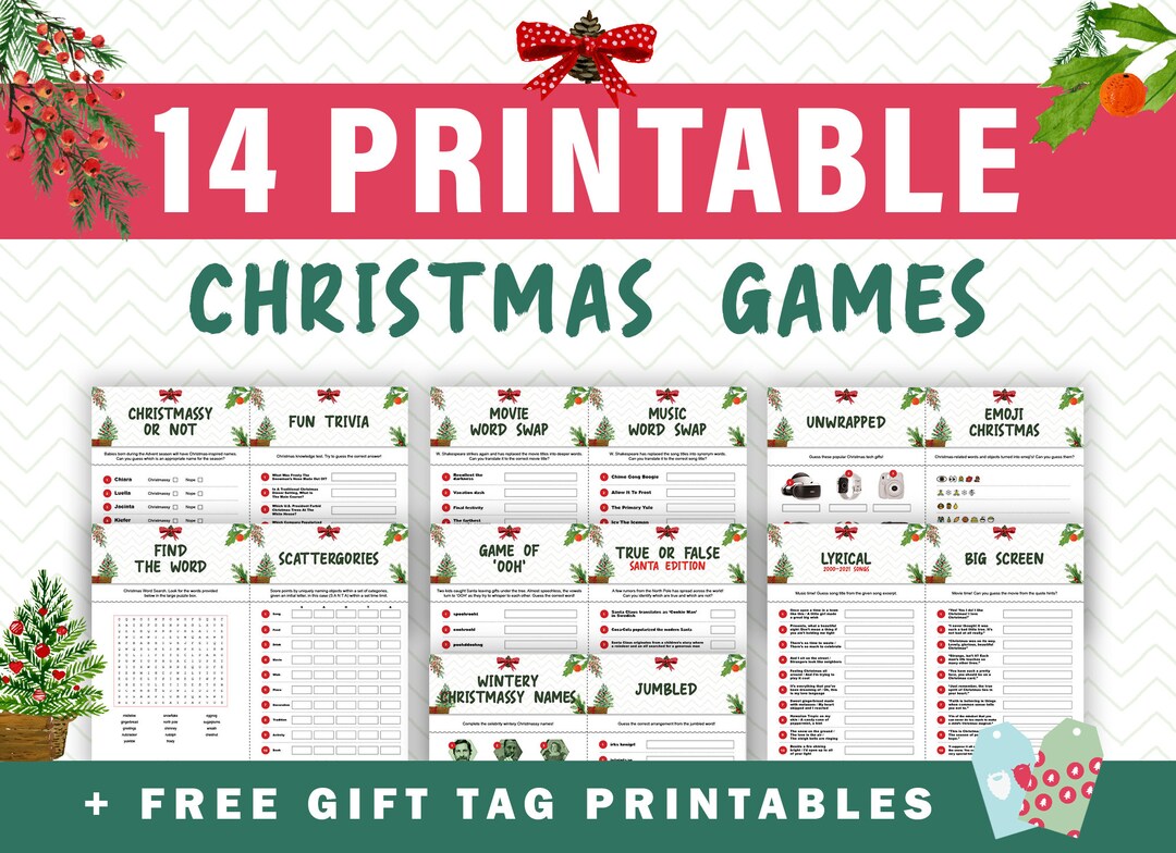 14 Christmas Holiday Games Printable Bundle - Christmas Party Games for ...