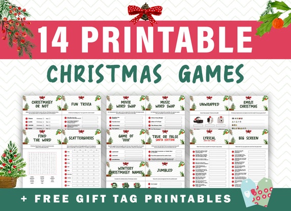 14 Christmas Holiday Games Printable Bundle Christmas Party - Etsy