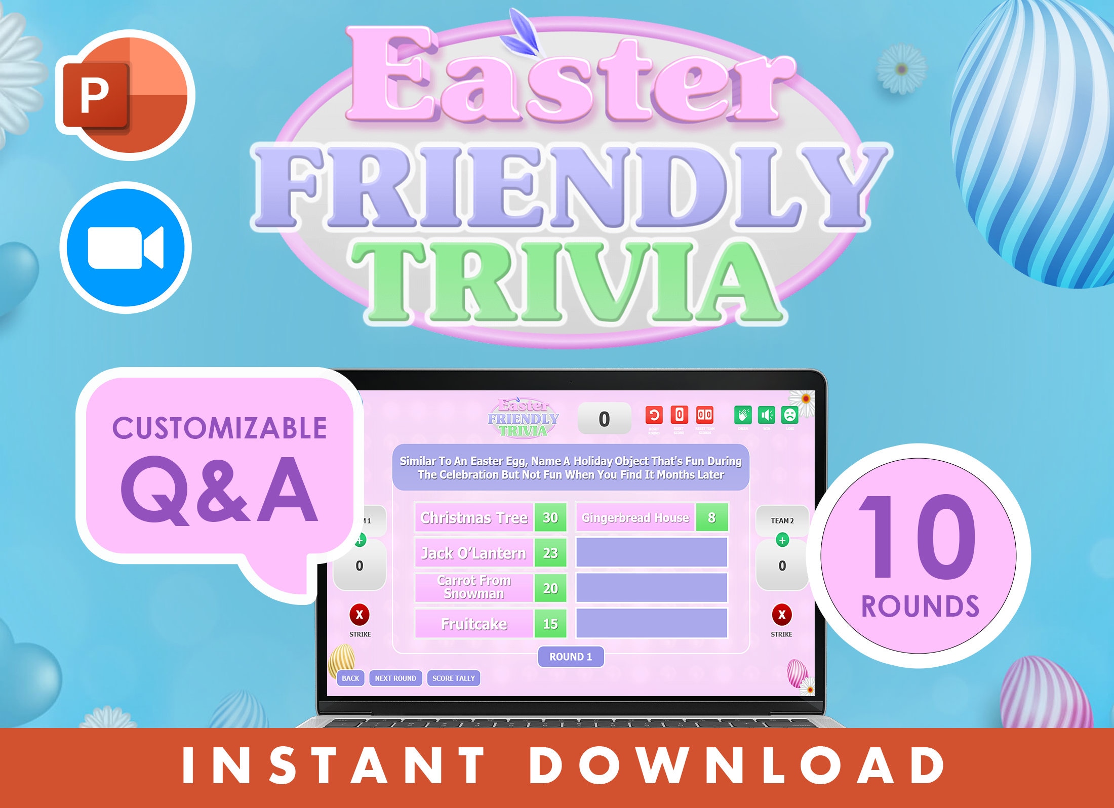 Easter Sunday Friendly Trivia Game Customizable Powerpoint Template ...
