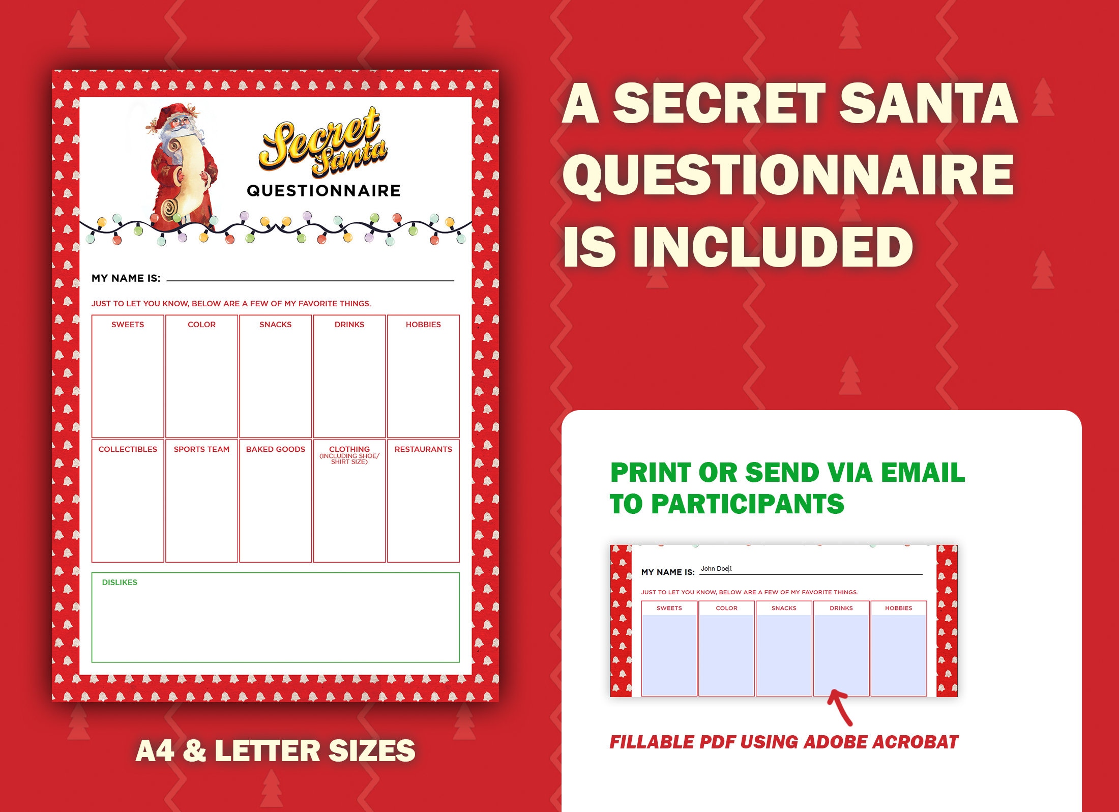 Secret Santa Randomizer | Holiday Printable | Exchange Gift Generator ...