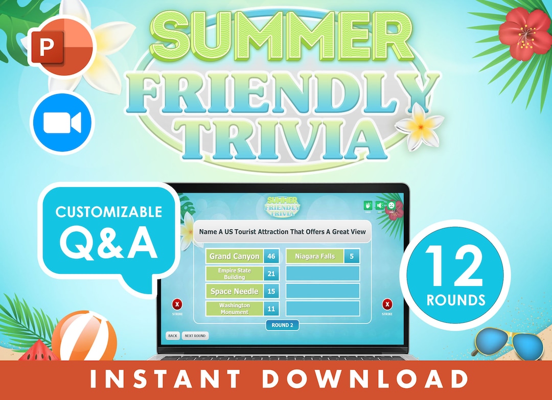 Summer Heat Friendly Trivia Game Customizable Powerpoint - Vacation ...