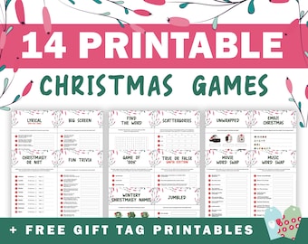 14 Christmas Holiday Games Printable Bundle Christmas Party Games for ...