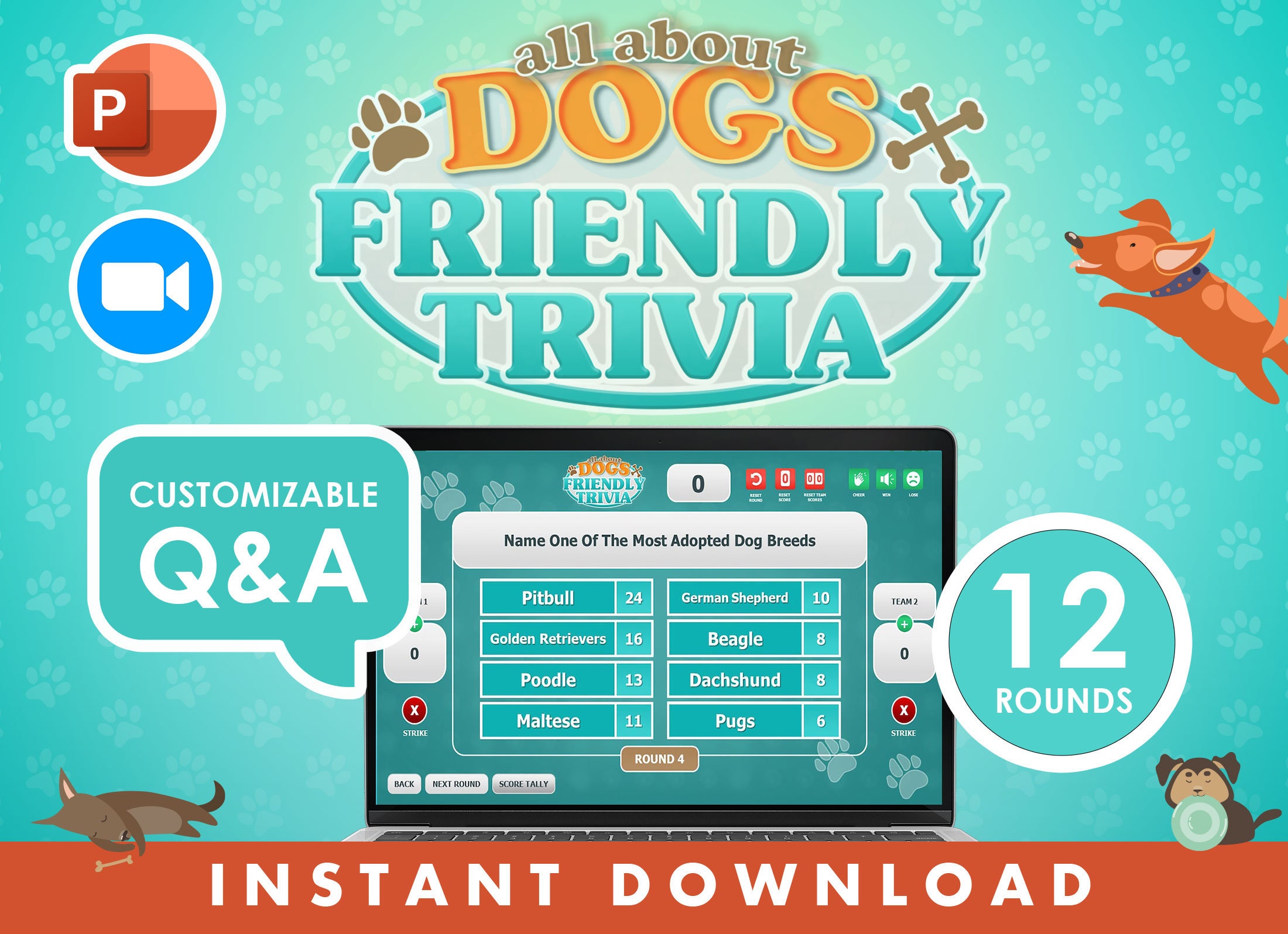 All About Dogs Friendly Trivia Game Customizable Powerpoint Template ...