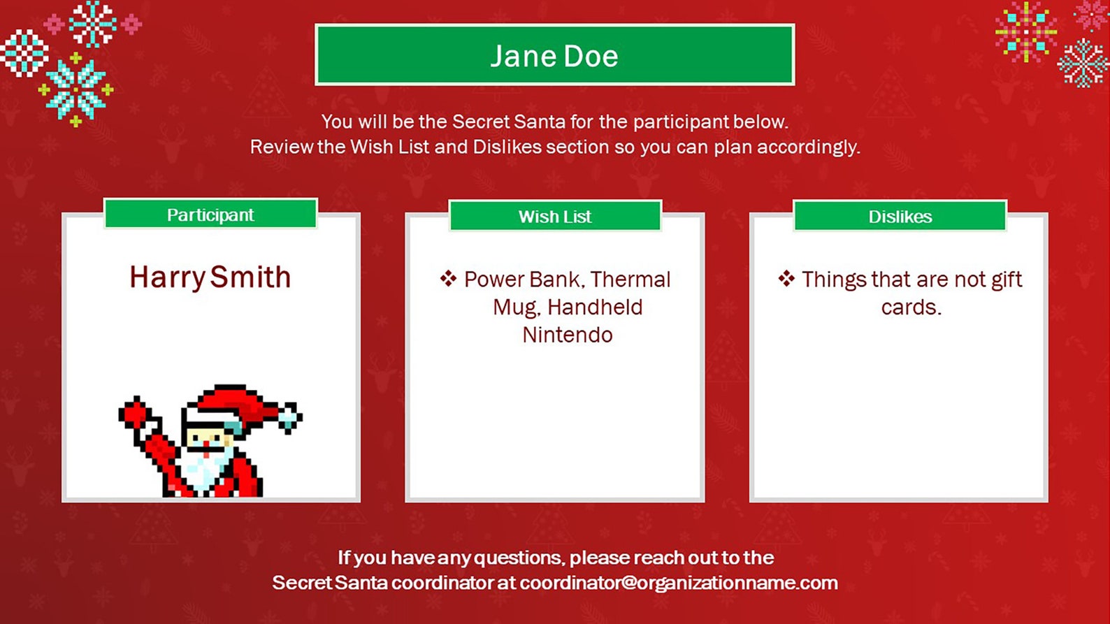 Secret Santa Randomizer | Holiday Printable | Exchange Gift Generator ...