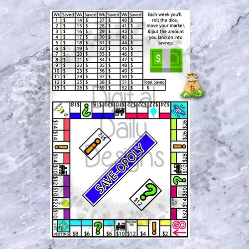Save-opoly Game Sticker for Digital Planning - Etsy