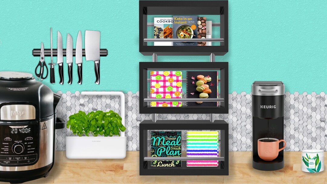 Fully Linked Digital Recipe Bookshelf With 3 Separate Decorative ...