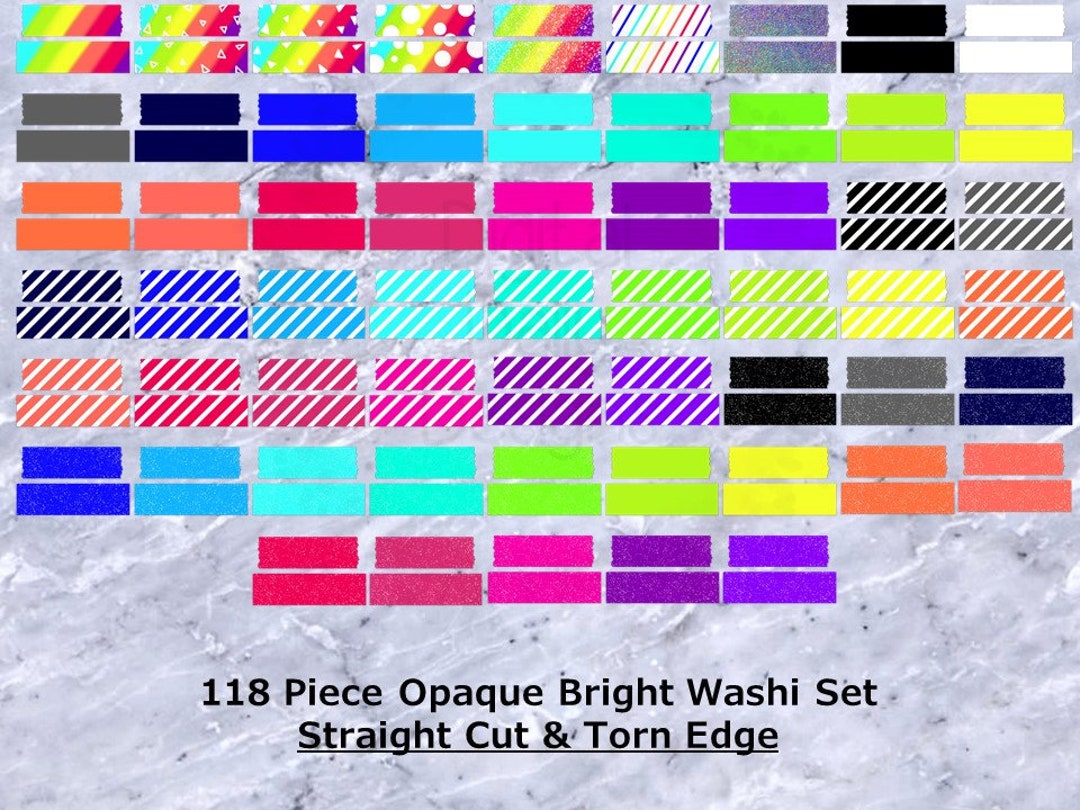 Bright Opaque Washi Tape Set of 118 - Etsy Hong Kong