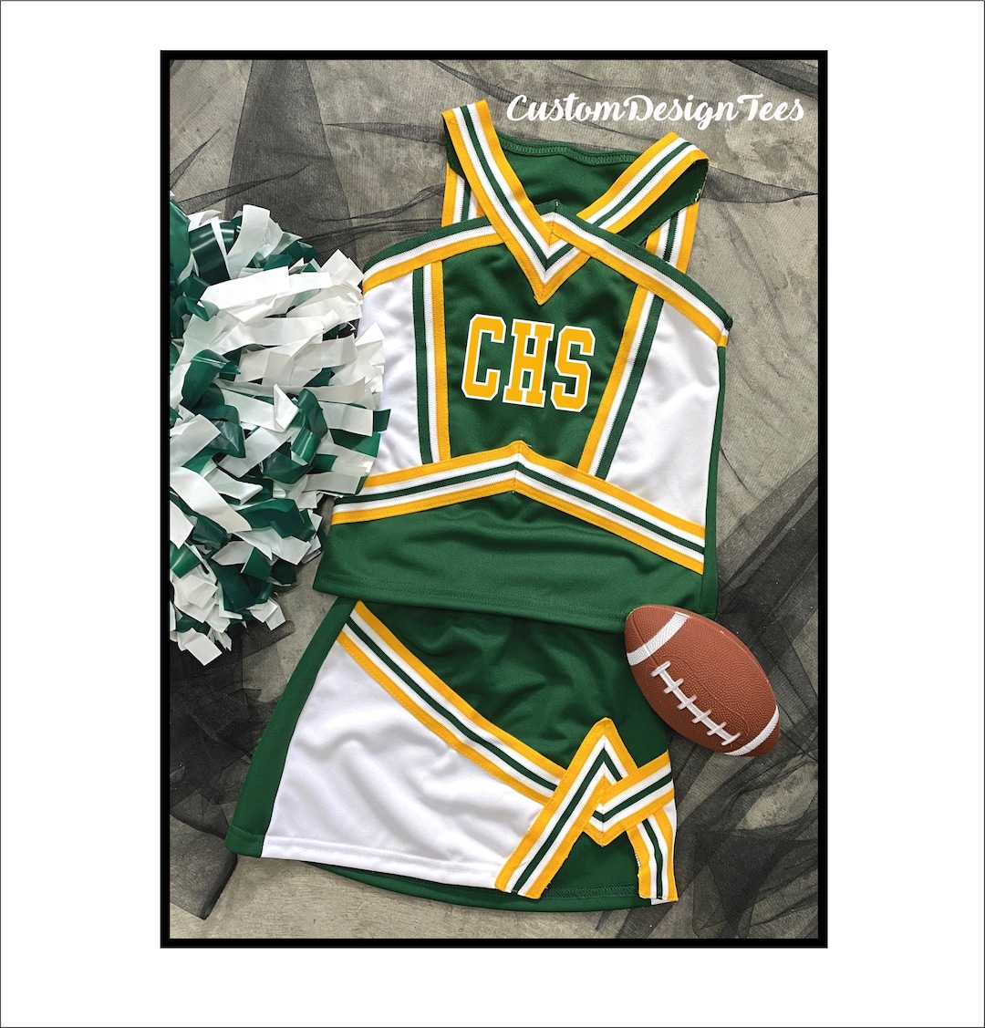 SALE Dark Green & Gold Cheer Uniforms , Girls Uniforms, School Spirit ...