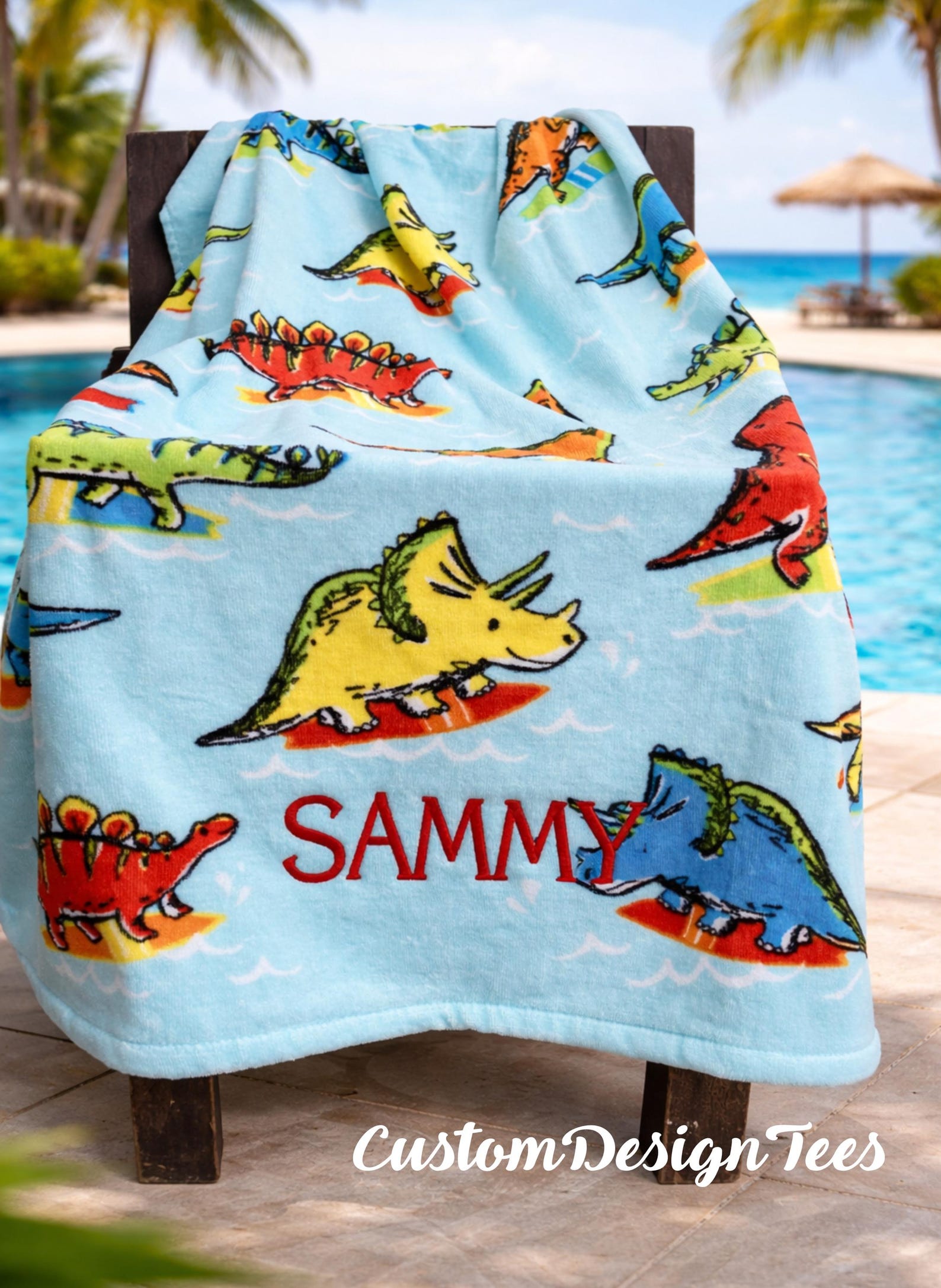 Kids Personalized Beach Towels, Kids Pool Towel, Embroidered Beach ...