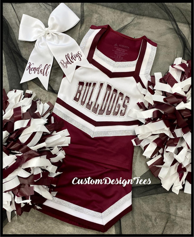 Maroon & Silver Cheer Uniforms , Girls Cheer Uniforms, School Spirit ...
