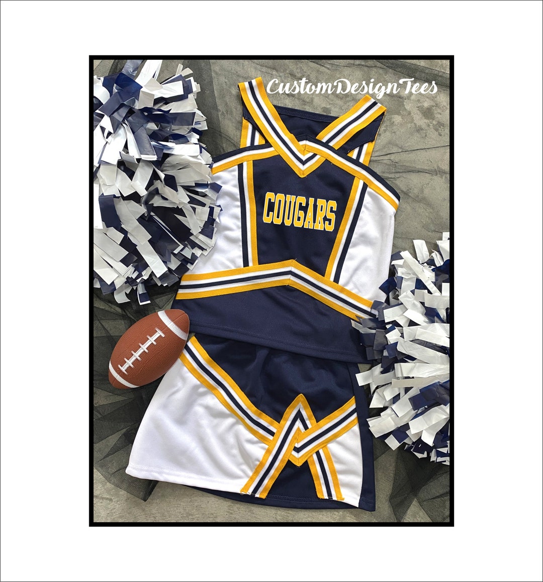 Navy & Gold Cheer, Cheerleader Uniforms , Girls Uniforms, School Spirit ...