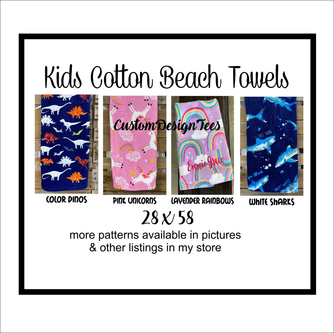 Kids Personalized Beach Towels, Kids Pool Towel, Embroidered Beach ...