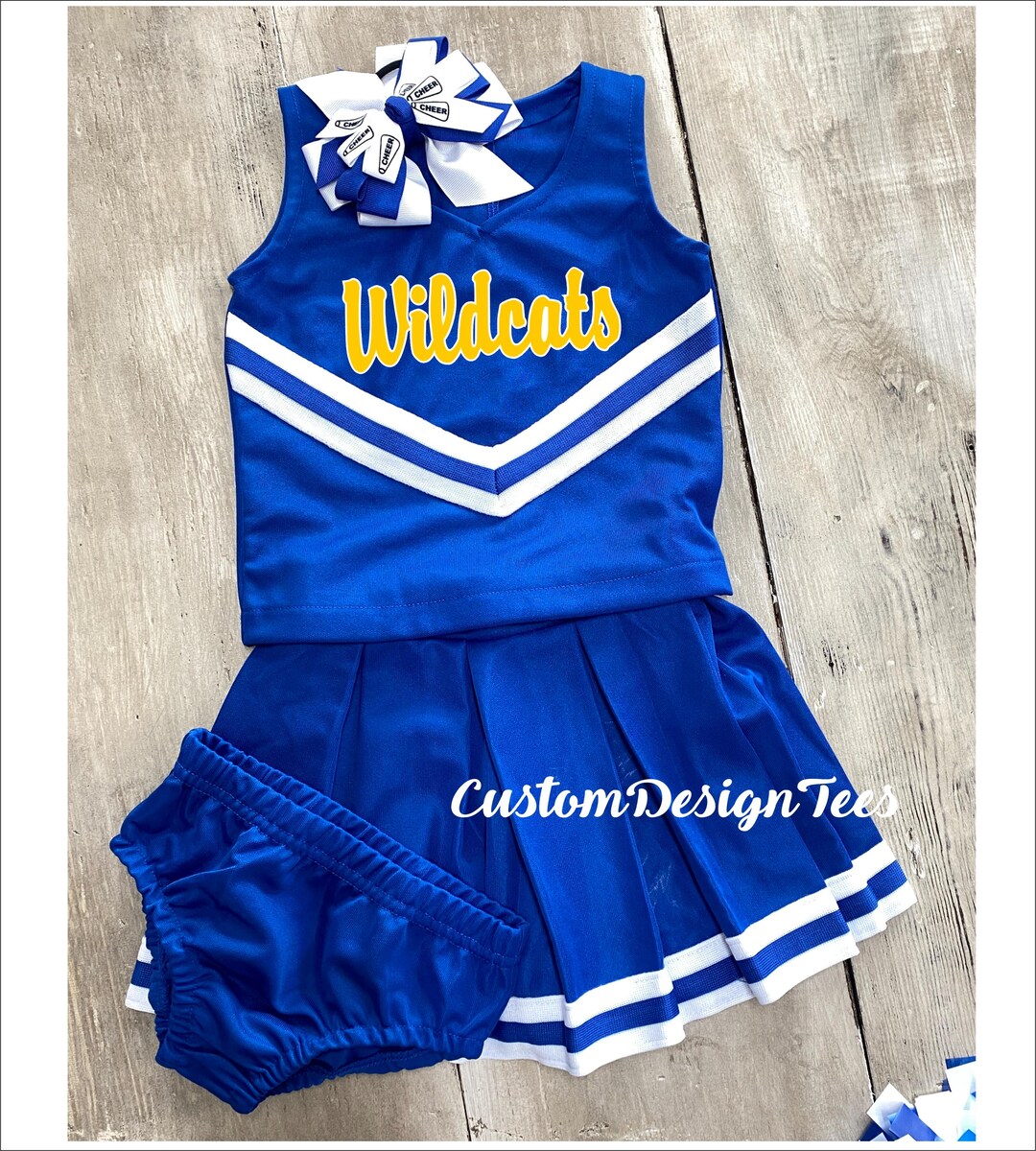 Royal Blue White Toddler Cheerleader Uniform, Custom Cheer Uniform ...