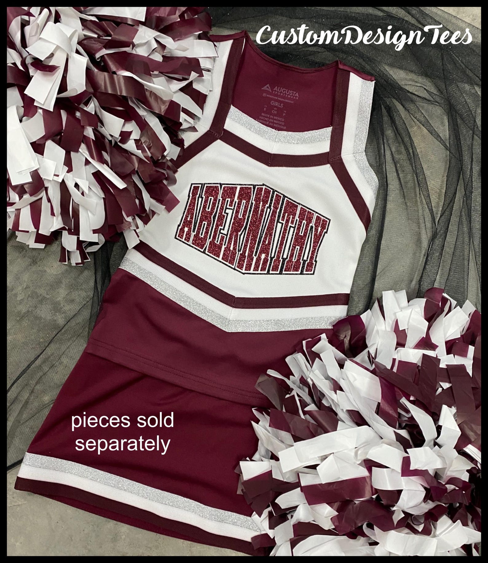 Maroon & Silver Cheer Uniforms , Girls Cheer Uniforms, School Spirit ...