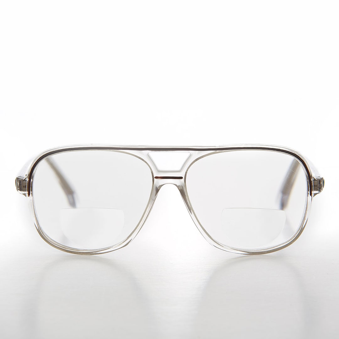 Bifocal Aviator Reader Clear Frame and Black Accent - Zeek - Etsy