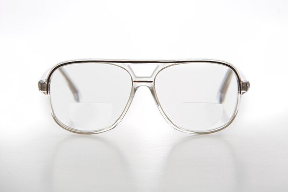 Bifocal Aviator Reader Clear Frame and Black Accent / 2.25 / | Etsy