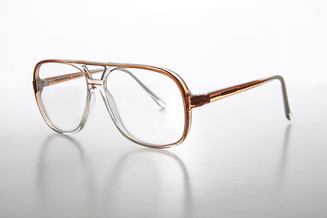 Aviator Reading Glasses Clear Frame and Brown Accent / 2.00 / | Etsy
