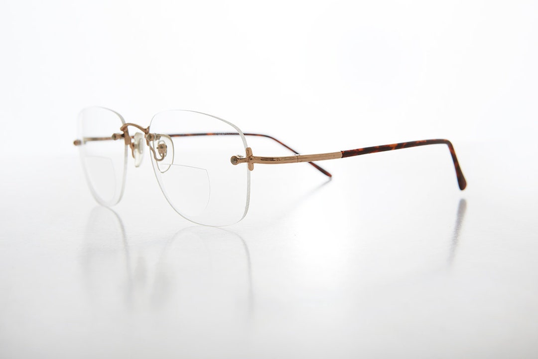 Rimless Bifocal Readers Gold Temples - Glassy - Etsy
