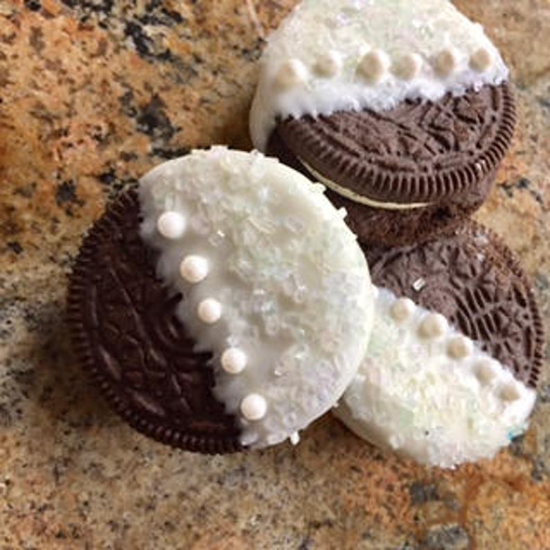 White Chocolate Half Dipped Oreos White Wedding Favors | Etsy
