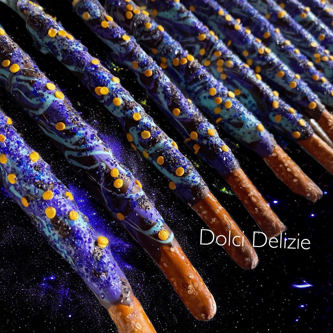 Galaxy Pretzels, Space Pretzels, Birthday Party Treats, Chocolate Space ...