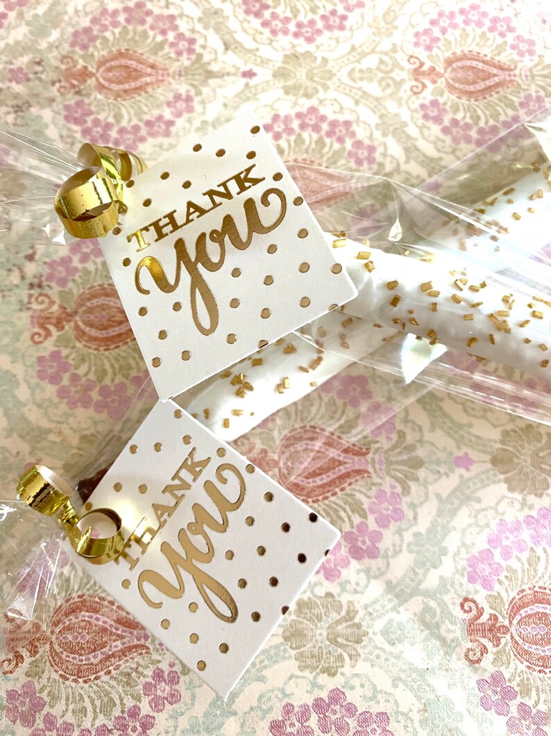Chocolate Dipped Gold Pretzel Rods Thank You Tags for Treats - Etsy