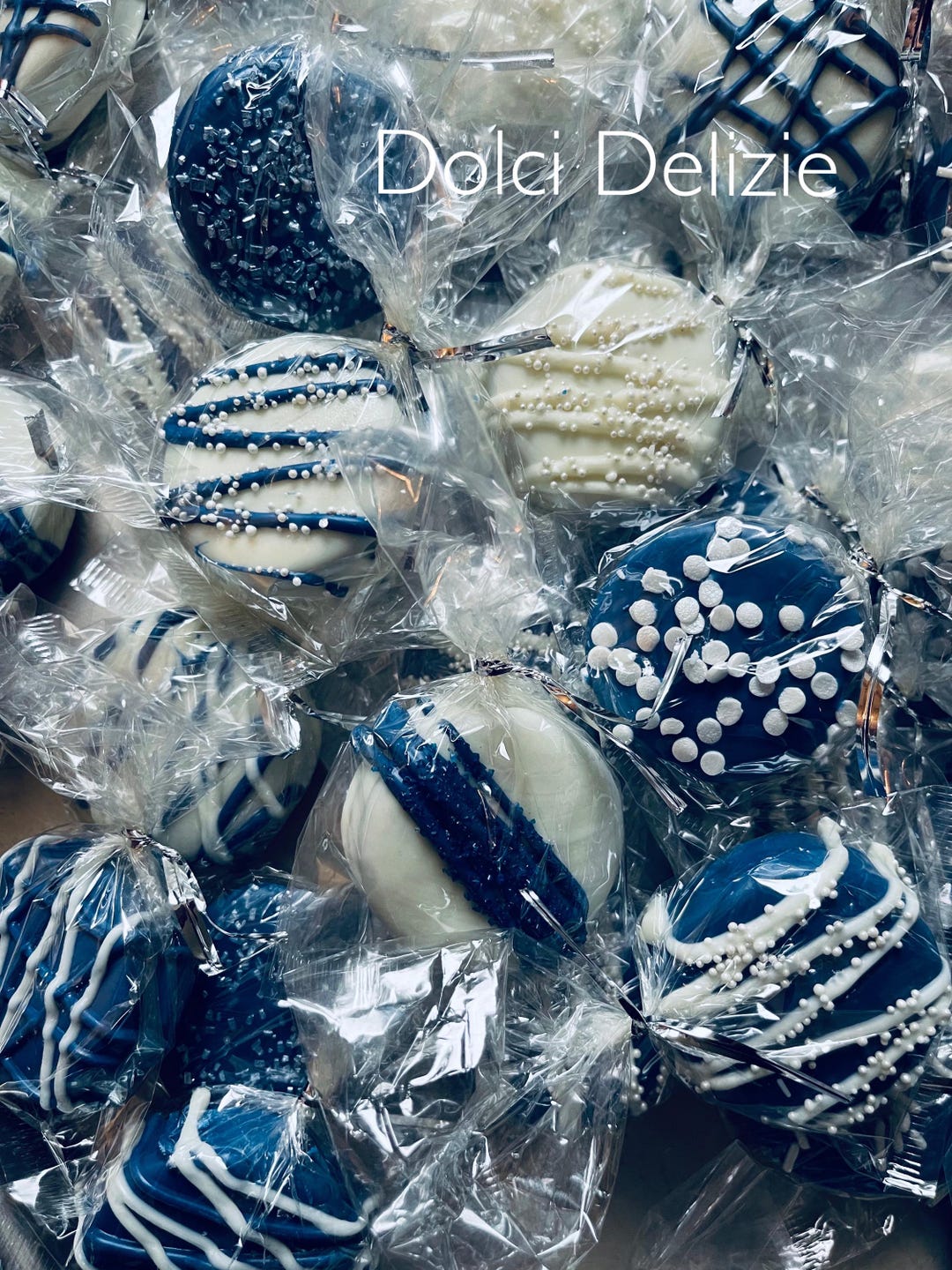 Blue White Chocolate Dipped Covered Oreos, Blue White Candy Table, Blue ...