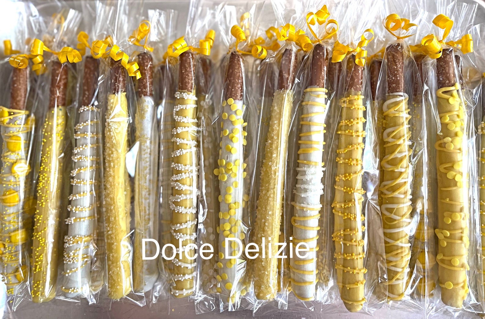 Yellow Treats, Yellow Chocolate Dipped Pretzels, Yellow Candy, Yellow ...