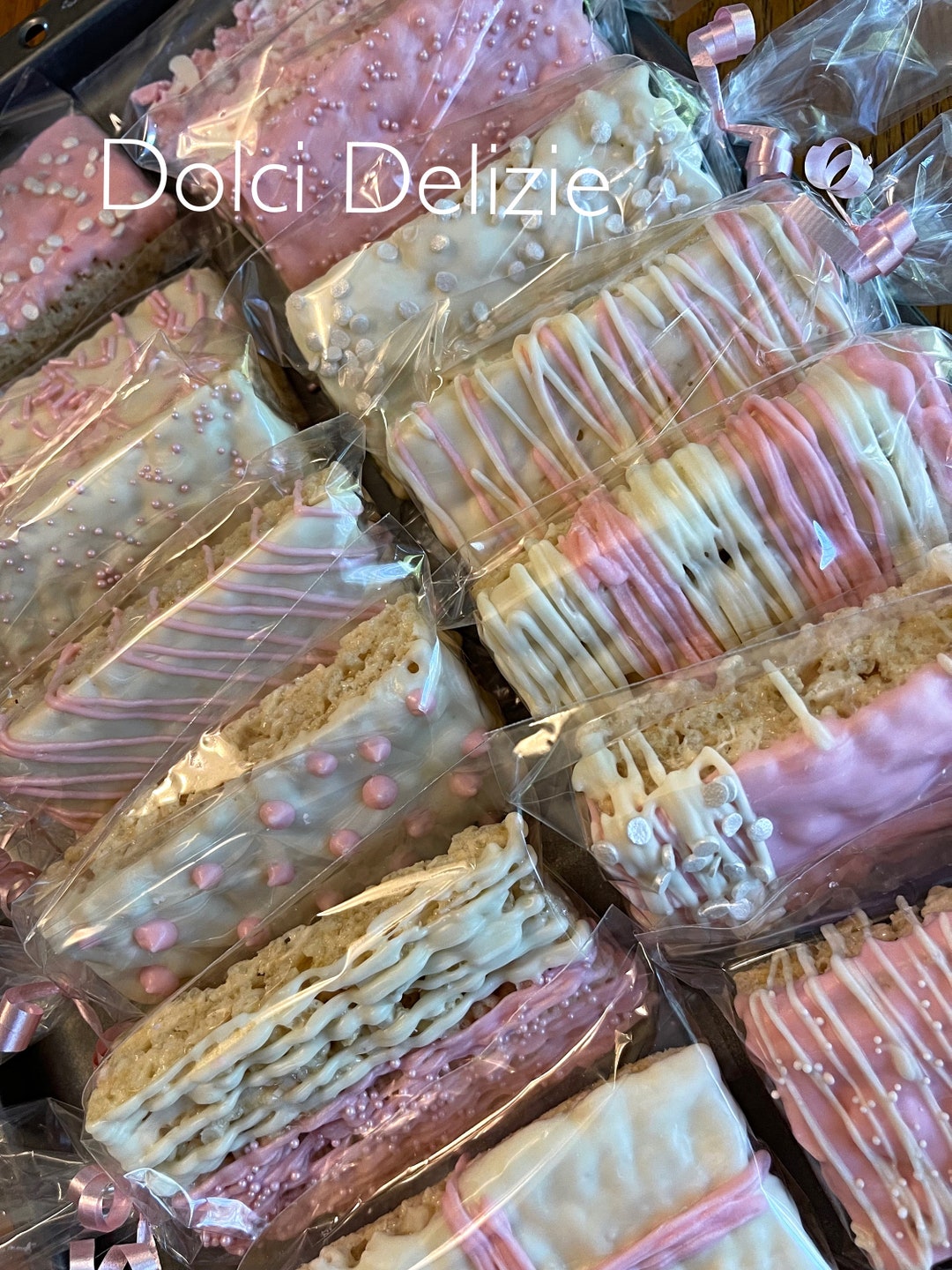 Pink Rice Krispie Treats, White Rice Krispy Treats, Pink Favors, Pink ...