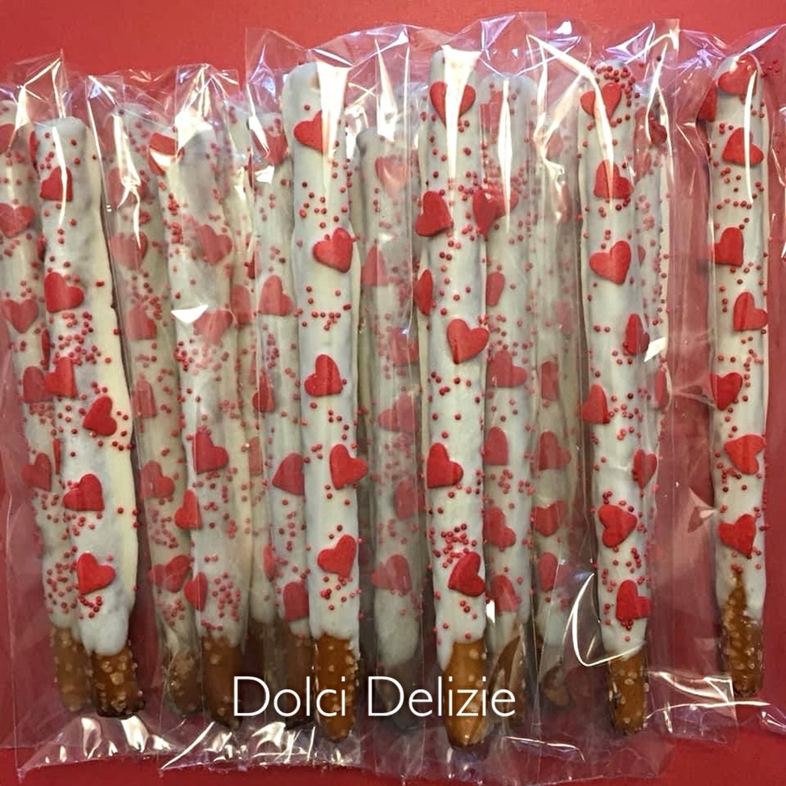 Wite Chocolate Covered Valentine Pretzels, White Candy Table With ...
